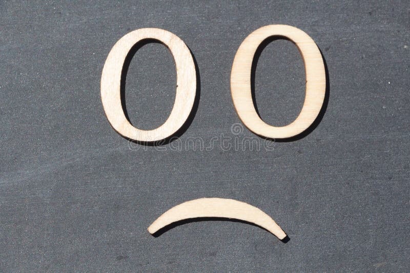 Sad Face Made with Wooden Pieces Stock Image - Image of emotion, upset ...