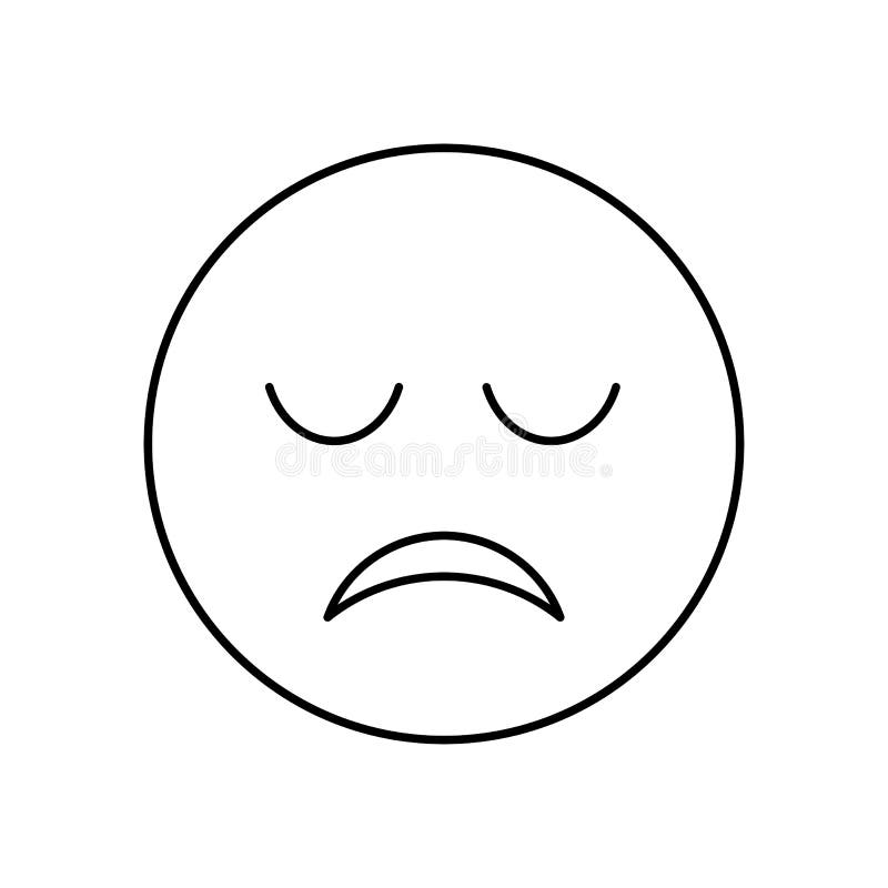 Sad Face Outline Icon. Isolated Vector Lined Illustration for Web or ...