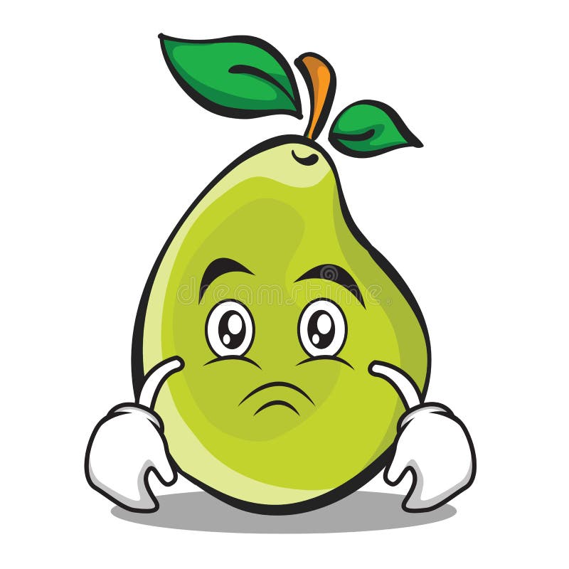 Sad Face Pear Character Cartoon Stock Vector - Illustration of diet ...