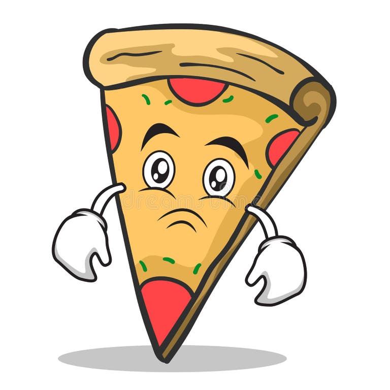 Sad Face Pizza Character Cartoon Stock Vector - Illustration of snack ...