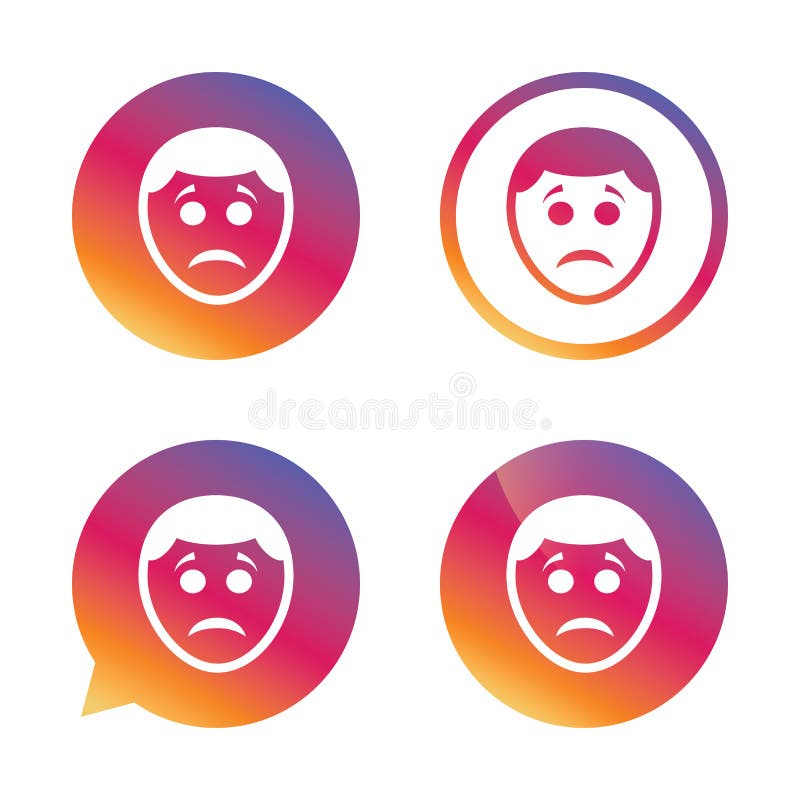 Sad Face Sign Icon. Sadness Symbol. Stock Vector - Illustration of eyes ...