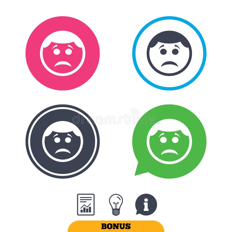 Sad Face Sign Icon. Sadness Symbol. Stock Vector - Illustration of ...