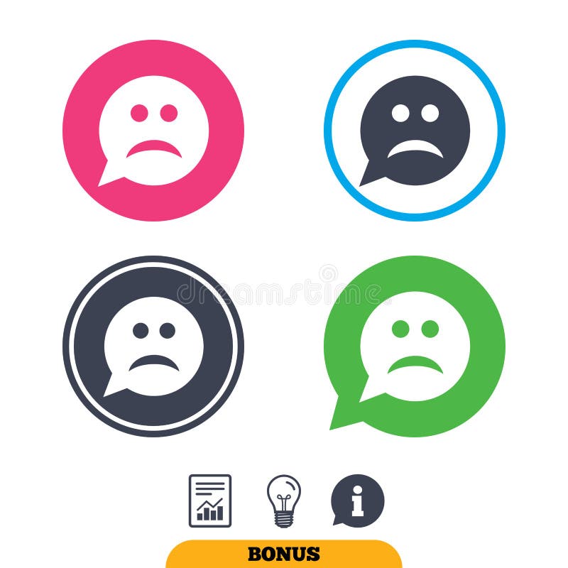 Sad Face Sign Icon. Sadness Symbol. Stock Vector - Illustration of ...