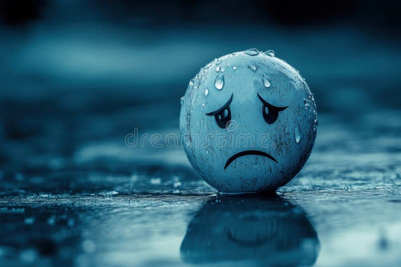 A Sad Face is Sitting on a Wet Surface Stock Illustration ...