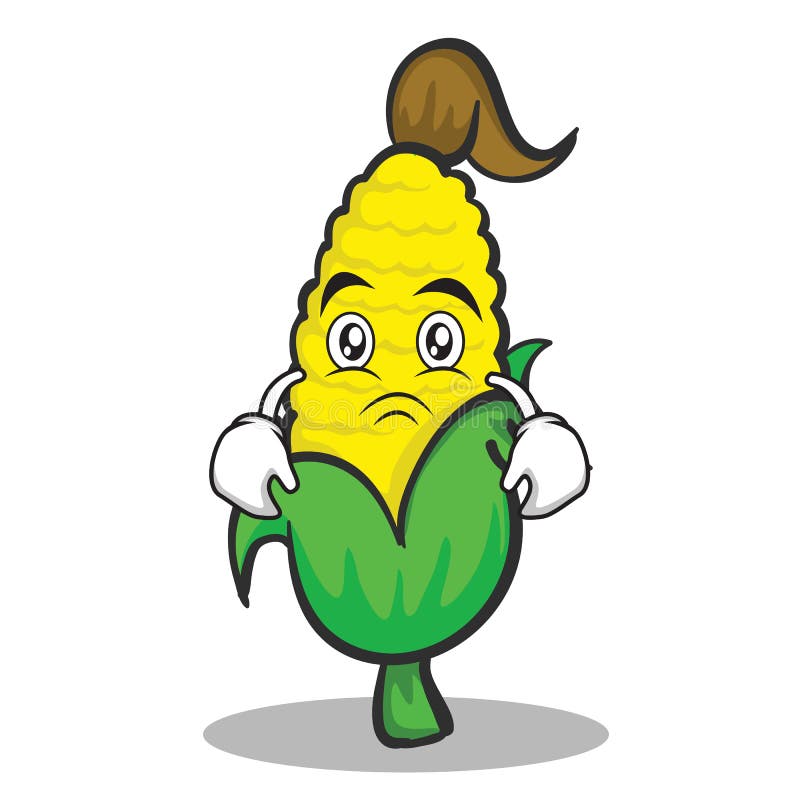 Sad Face Sweet Corn Character Cartoon Stock Vector - Illustration of ...