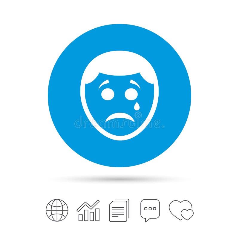 Sad Face with Tear Sign Icon. Crying Symbol. Stock Vector ...