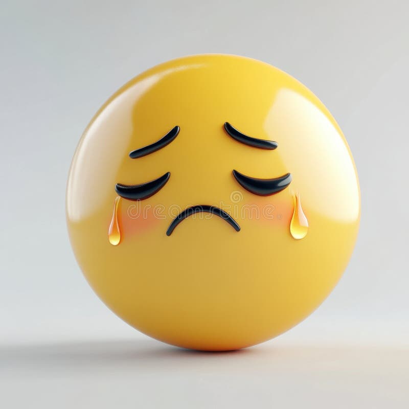A Sad Face with Tears Falling Down Stock Illustration - Illustration of ...