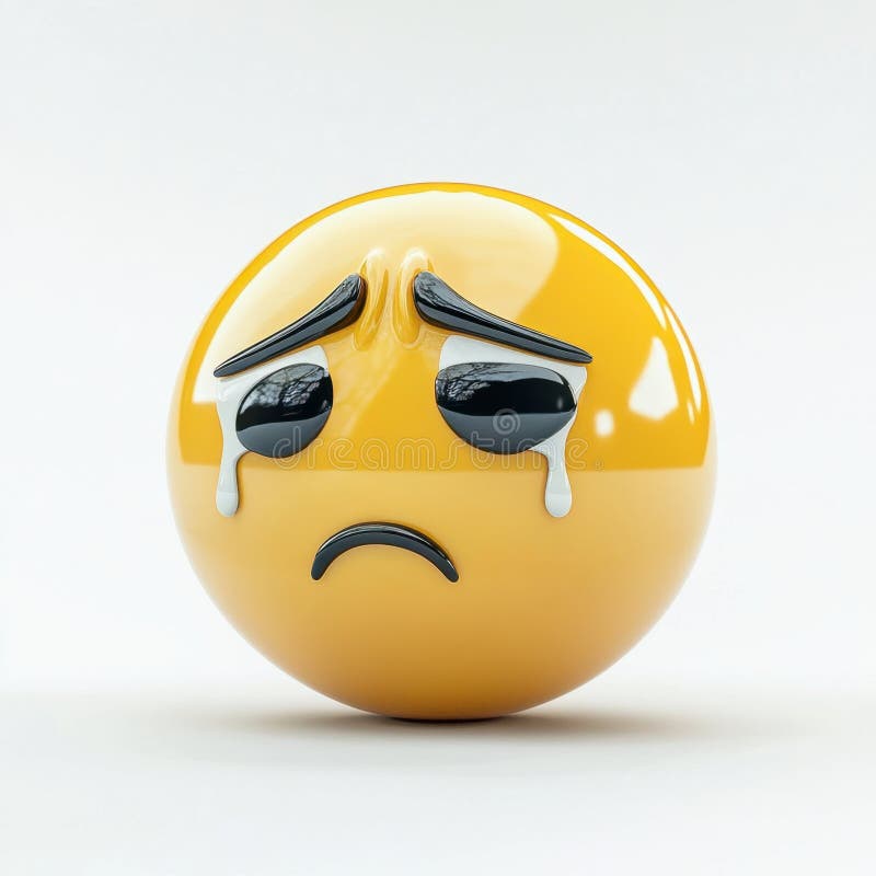 A Sad Face with Tears is Shown in a Yellow Color Stock Illustration ...