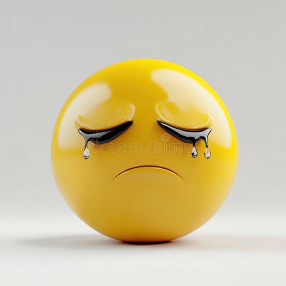 A Sad Face with Tears Streaming Down Its Face Stock Illustration ...