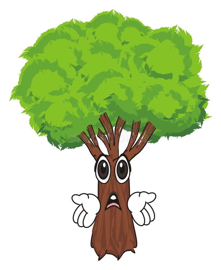 Sad face of tree stock illustration. Illustration of hands - 104662402
