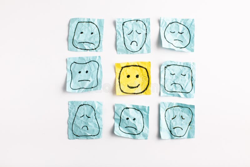 A Sad Face Watching Smiling Faces from Afar. Happy and Sad Faces Drawn ...