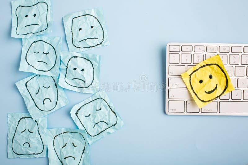 A Sad Face Watching Smiling Faces from Afar. Happy and Sad Faces Drawn ...