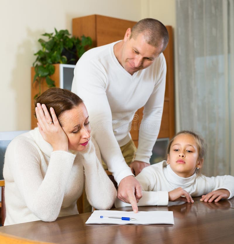 Sad Family Having Financial Problems Stock Photo - Image of poverty ...
