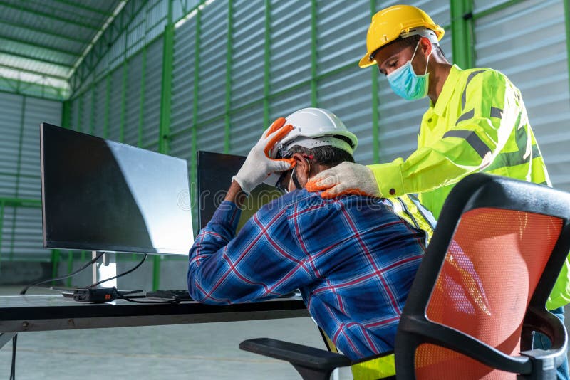 The Sad Feeling of Engineering in the Warehouse and Worker Stock Image ...