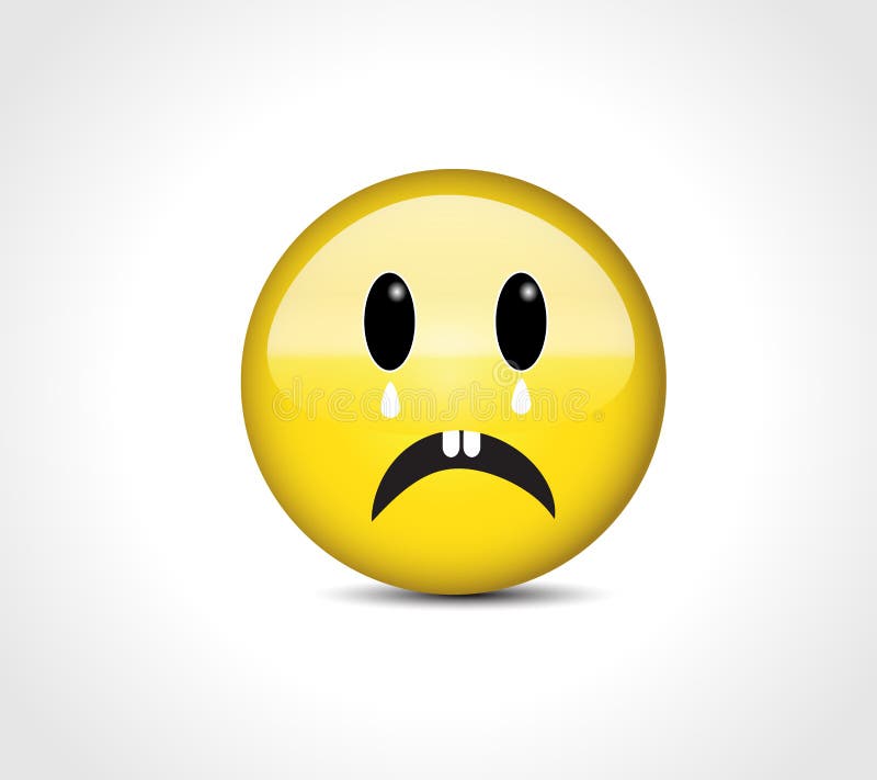 Sad Feelings Emoticon Crying Face Icon Stock Vector - Illustration of ...