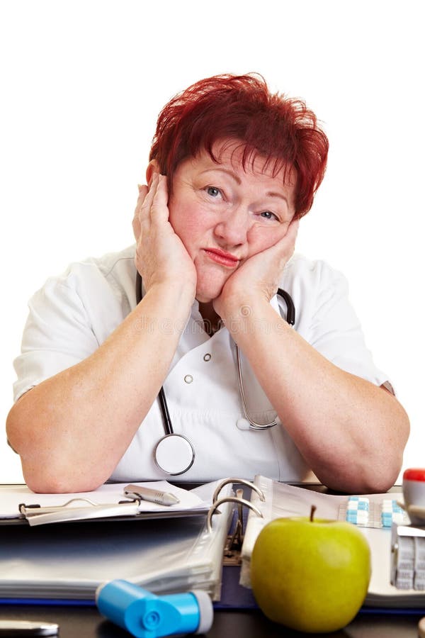 Sad female doctor stock image. Image of exhaustion, diagnose - 17824903