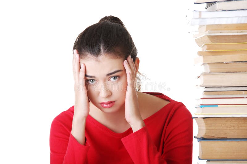 Sad Female Student with Learning Difficulties Stock Image - Image of ...