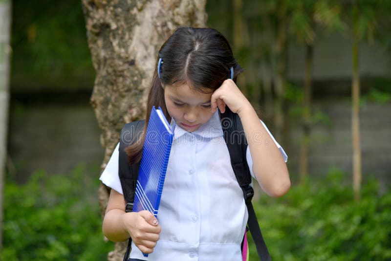 Sad Female Student Wearing Uniform Stock Photo - Image of female ...