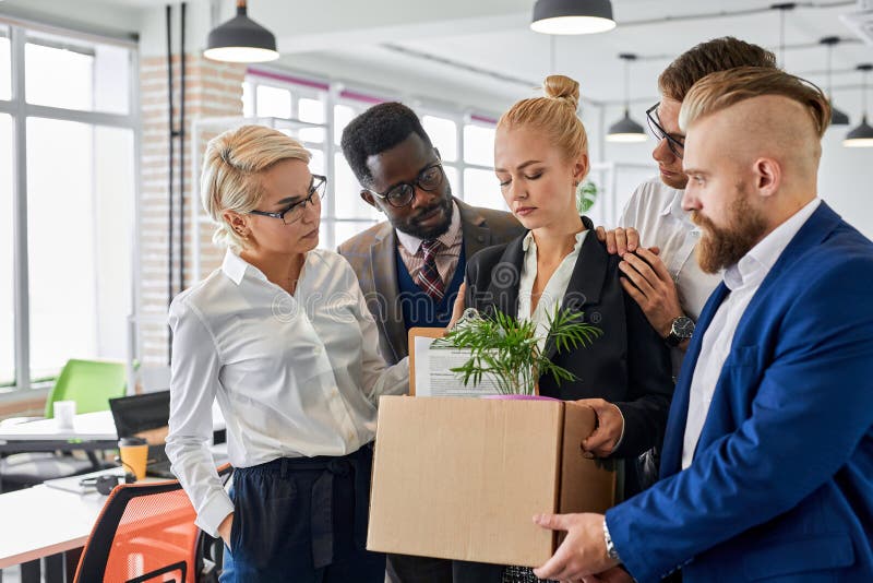 Sad Female is Unhappy To Leave Work Place Stock Image - Image of ...