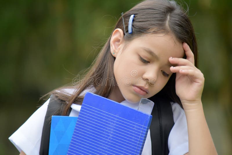 Sad Filipina Female Student Wearing Uniform Stock Image - Image of ...