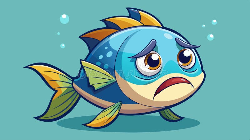 Sad Fish Character stock vector. Illustration of aquarium - 342999381