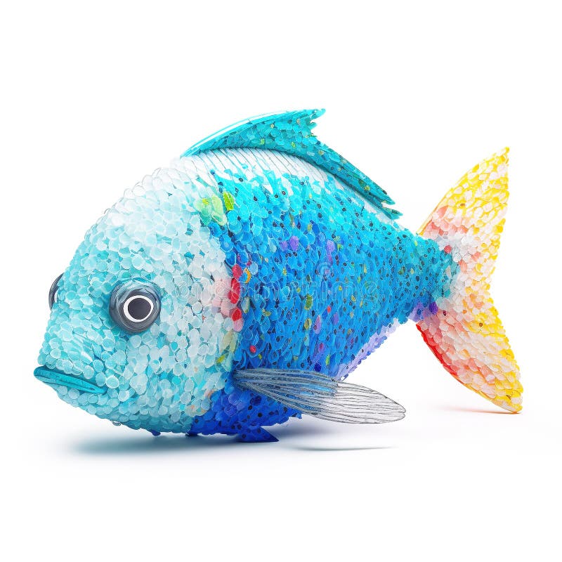 Sad Fish Made of Plastic Pellets, 3D Illustration Stock Illustration ...