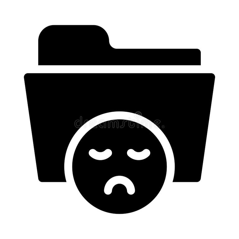 Sad Folder Vector Glyph Flat Icon Stock Illustration - Illustration of ...