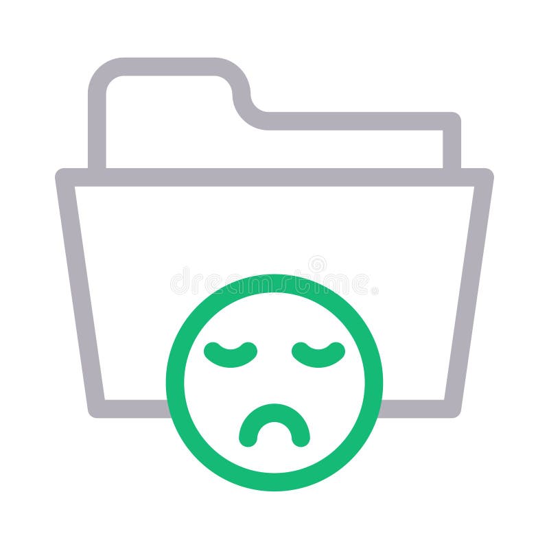Sad Folder Vector Color Line Icon Stock Vector - Illustration of color ...