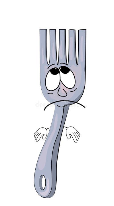 Sad fork cartoon stock illustration. Illustration of fork - 48730200