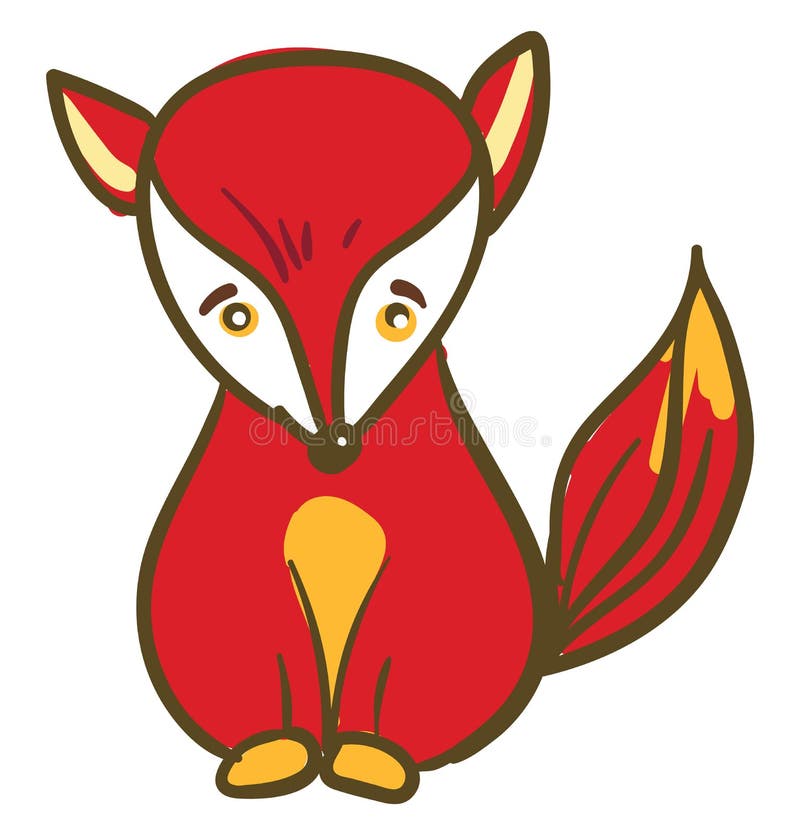 Vector sad fox stock vector. Illustration of tail, drawing - 86506693