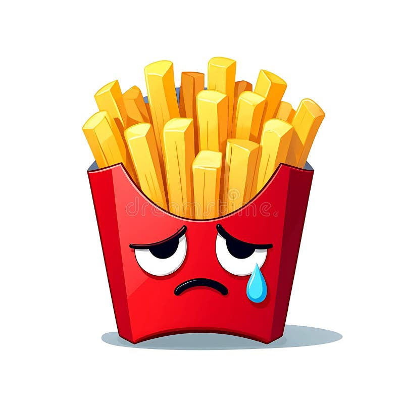 Sad French Fries in a Red Box Stock Illustration - Illustration of ...