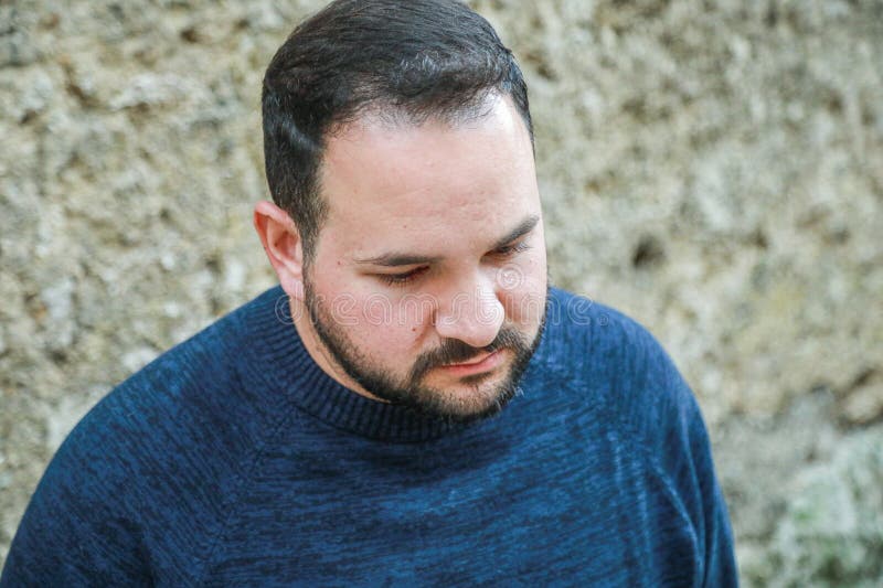 Sad Gaze of a Shy Man stock image. Image of emotion - 351996955