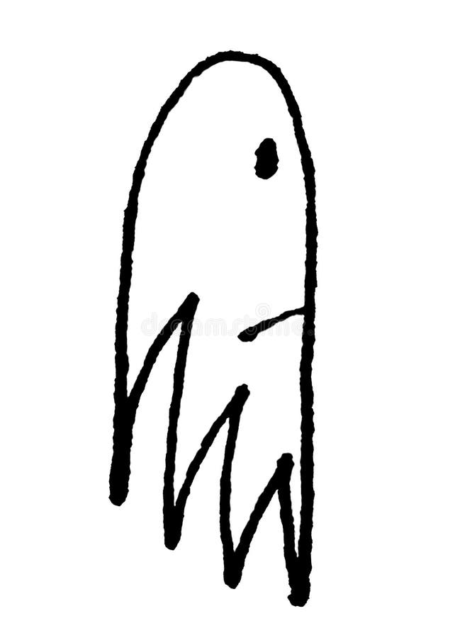 Sad ghost sketchy drawing stock illustration. Illustration of design ...
