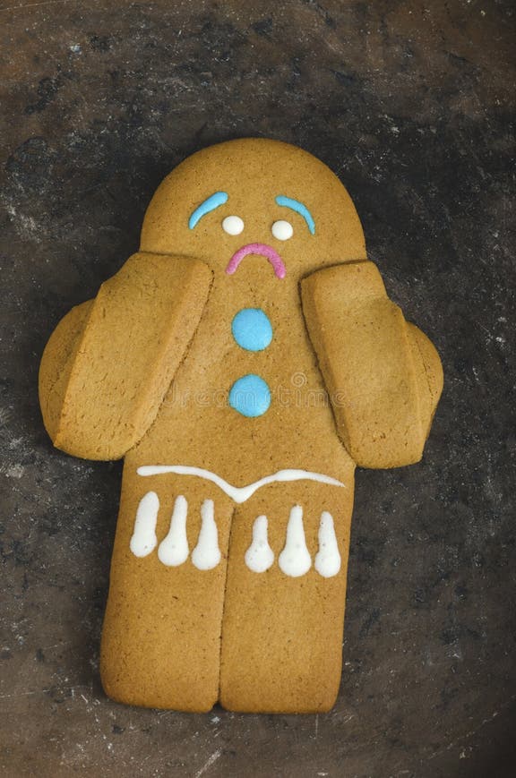 Sad Gingerbread Man on a Ceramic Plate Stock Image - Image of cinnamon ...