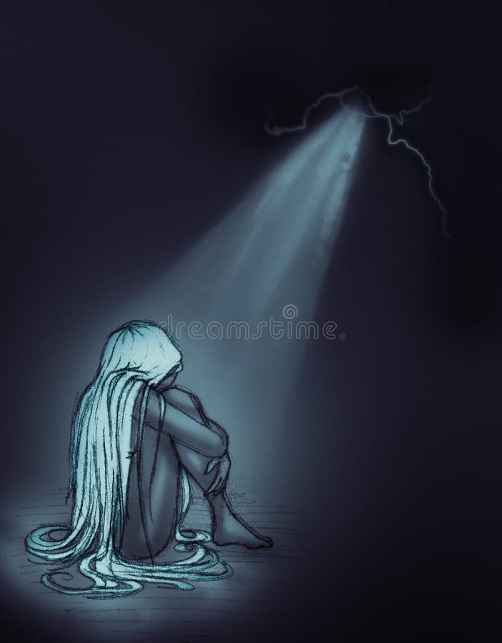 Miserable Girl Line Art