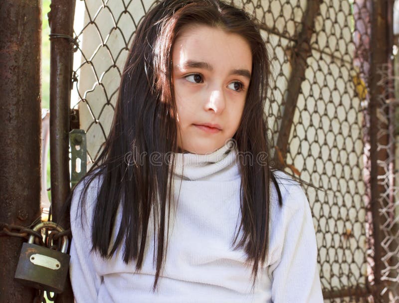 Sad girl stock image. Image of troubled, fence, eyes - 21352447
