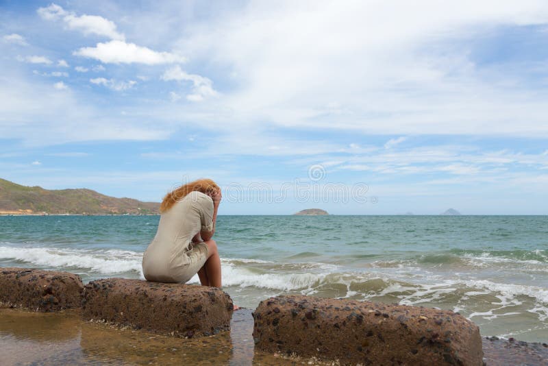 Sad Girl Sitting Beach Stock Photos - Download 957 Royalty Free Photos