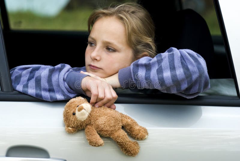 Sad girl in car stock photo. Image of cute, depression - 13612476