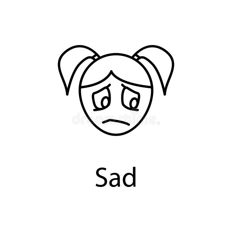 Sad Girl Face Icon. Element of Emotions for Mobile Concept and Web Apps ...