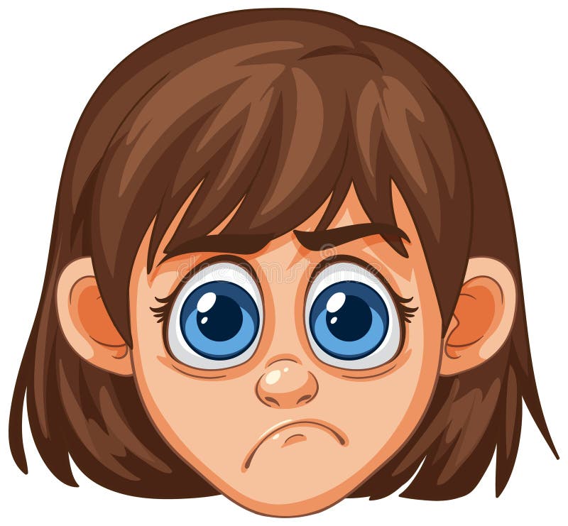 A sad girl frowning stock vector. Illustration of cartoon - 319565063