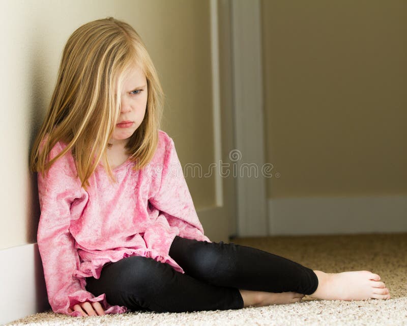 Sad girl in the hallway stock photo. Image of grief, family - 60656568