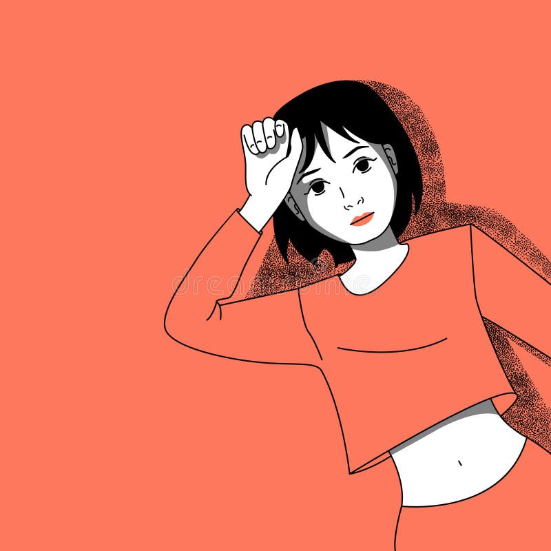 A Sad Girl is Lying on Her Back. the View from the Top. Stock Vector ...