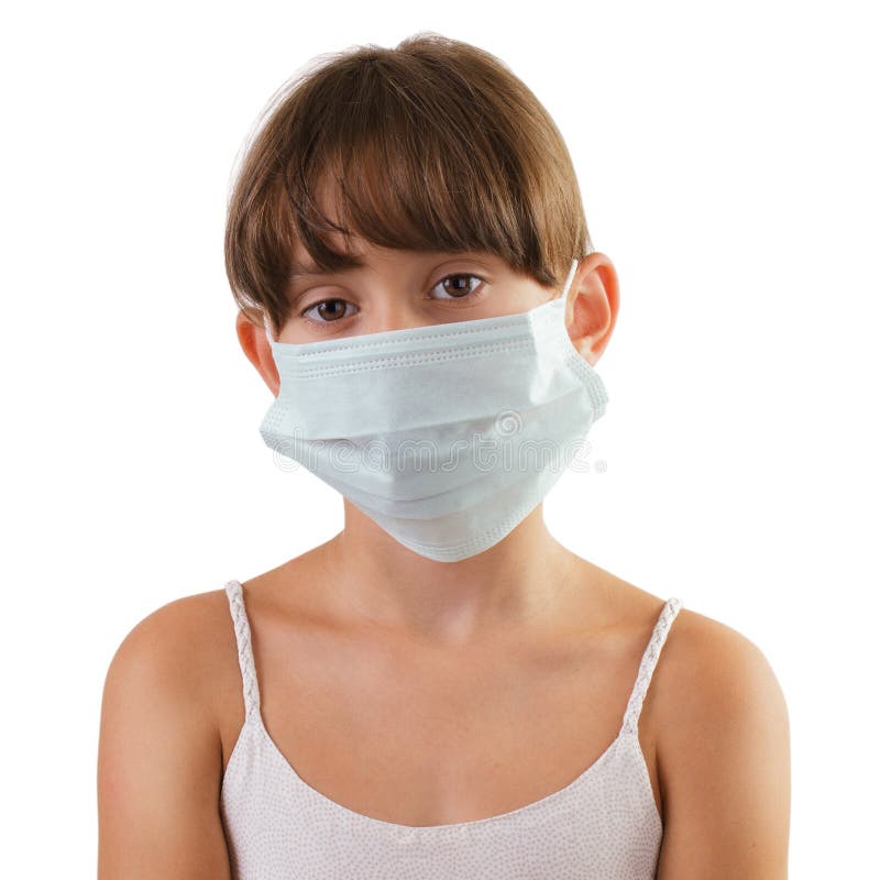 Sad girl in a medical mask stock image. Image of influenza - 35929113