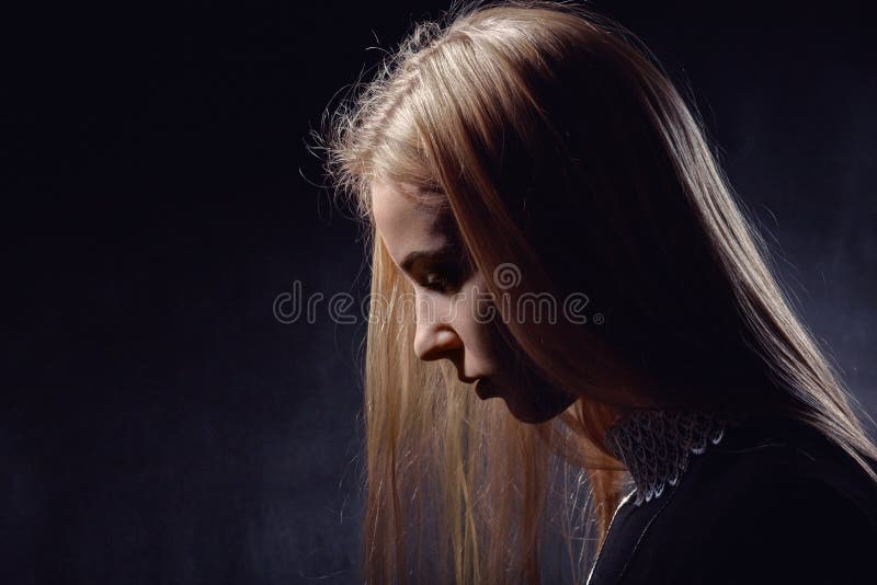 Profile of Crying Girl stock image. Image of sadness - 16001705