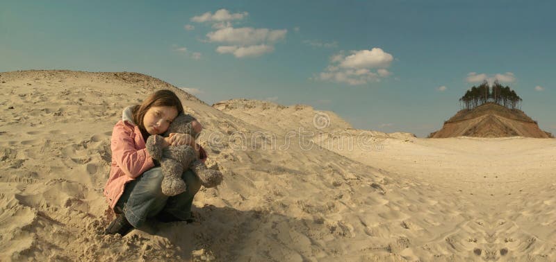 Sad girl at sand stock photo. Image of kids, sisters, playing - 5936976