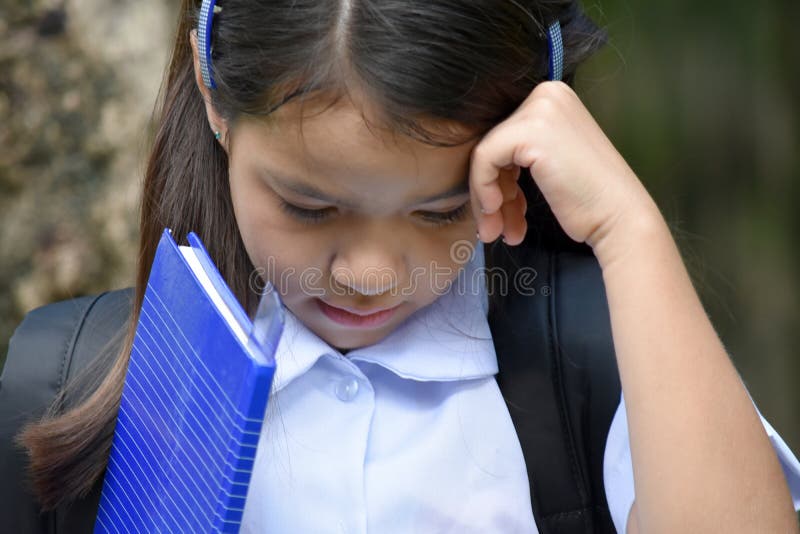 Sad Girl Student Wearing School Uniform Stock Image - Image of pupil ...