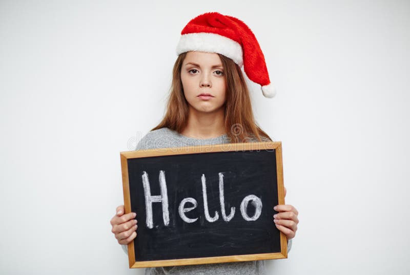 Sad girl stock photo. Image of young, santa, christmastime - 62086664
