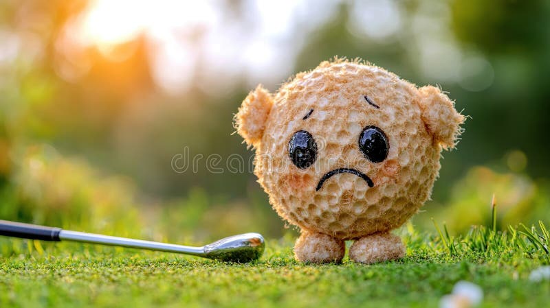 Sad golf ball on the green stock illustration. Illustration of sadness ...