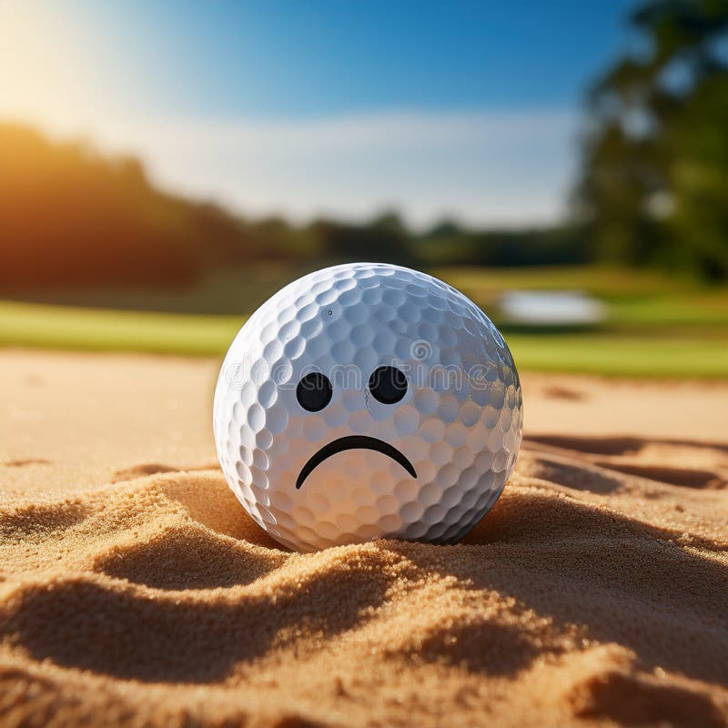 Sad Golf Ball in a Sand Trap Stock Photo - Image of funny, trap: 371320118