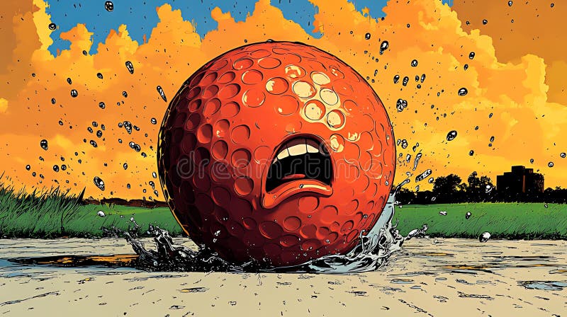 Sad Golf Ball Splashing, Sunset, Water Hazard, Course Stock ...